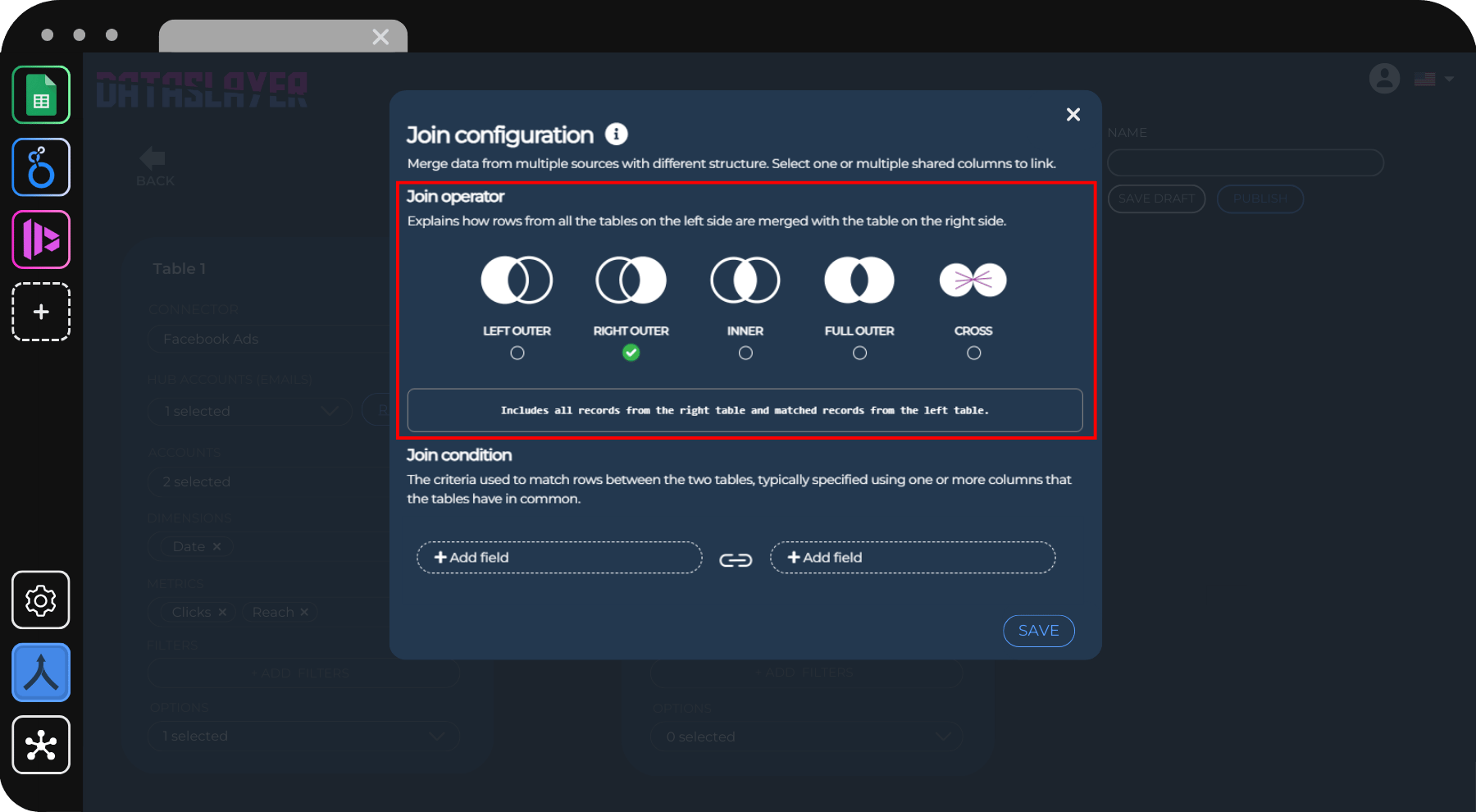 Understanding the Join Configurations in the Dataslayer Blended Connectors