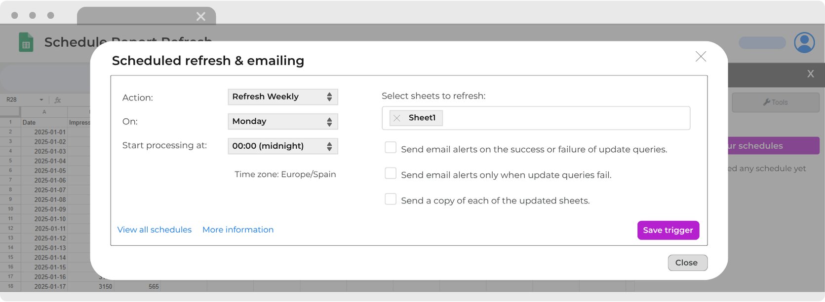 How to schedule report refresh?