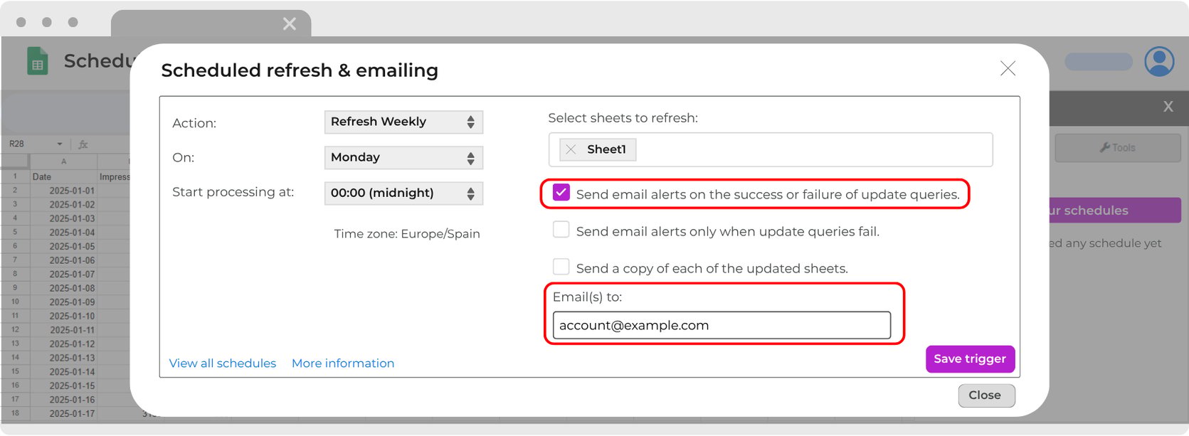 How to schedule report refresh?
