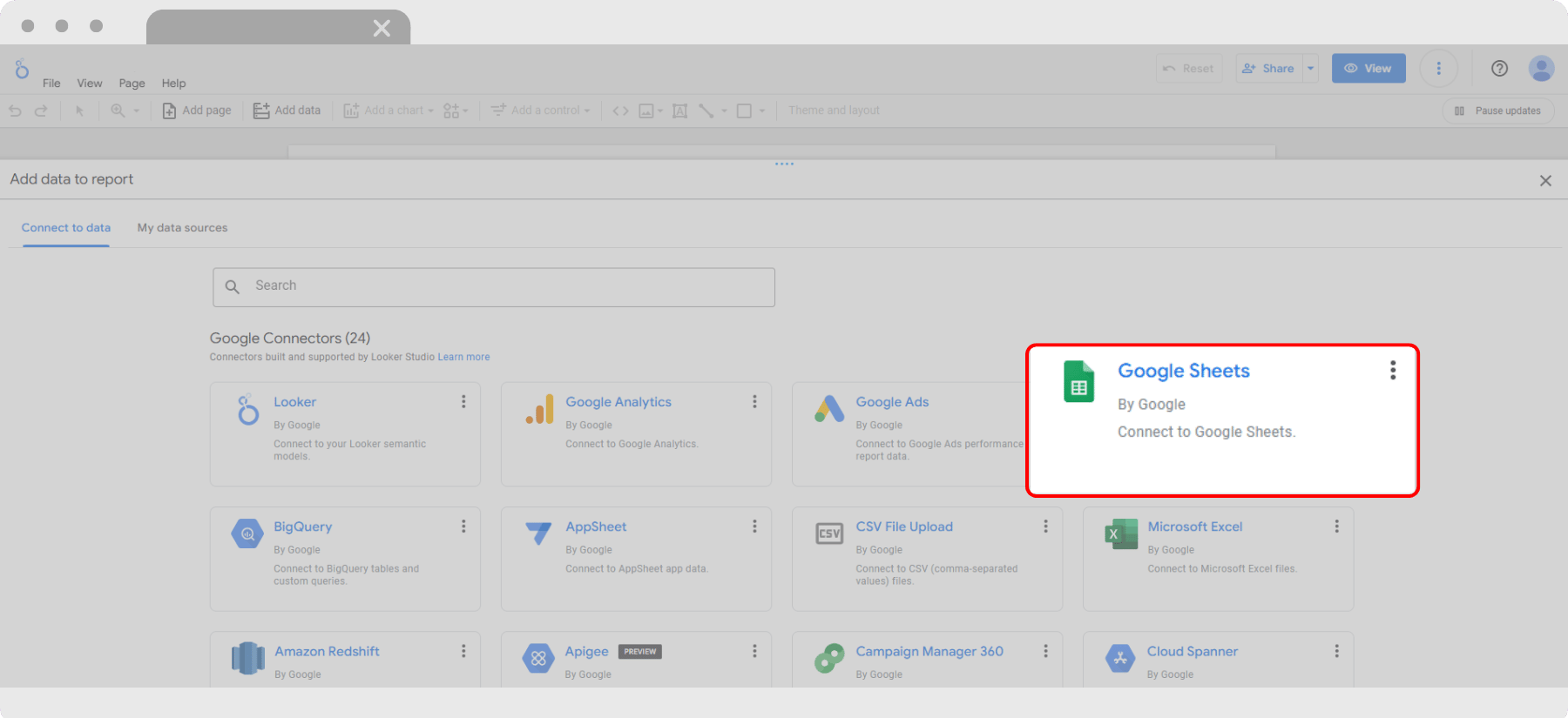 Connect Google Sheets and Microsoft Excel to Looker Studio