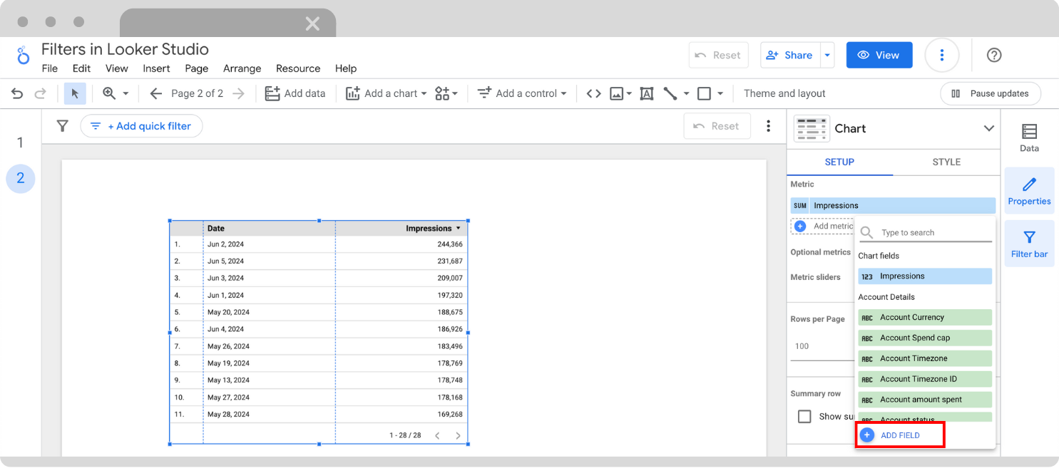 How to filter, sort, and run calculations in Looker Studio