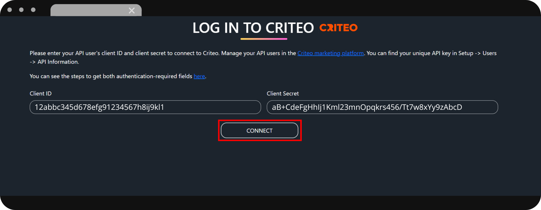 How to create new Criteo credentials