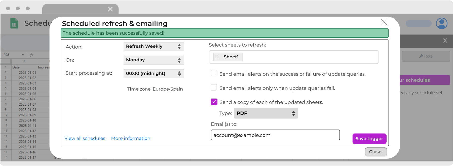 How to schedule report refresh?