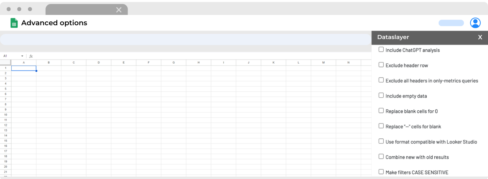 Dataslayer.ai advanced options