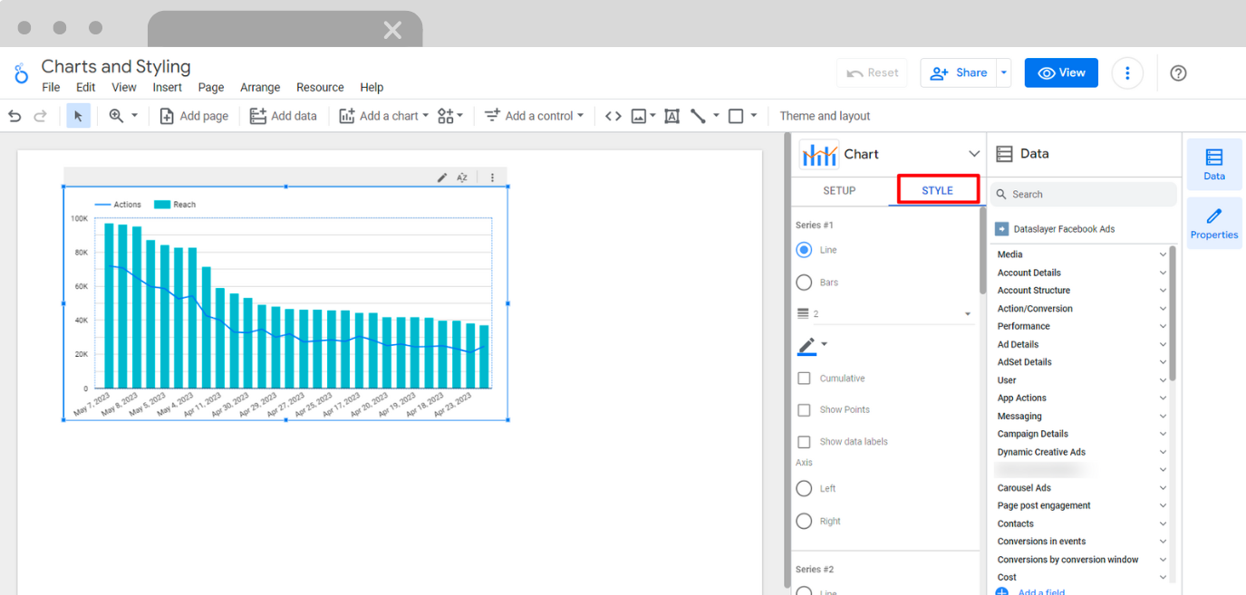 Understanding the charts and styling in Looker Studio