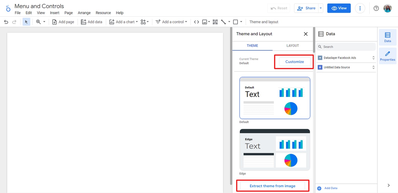 How to use the menu and controls in Looker Studio